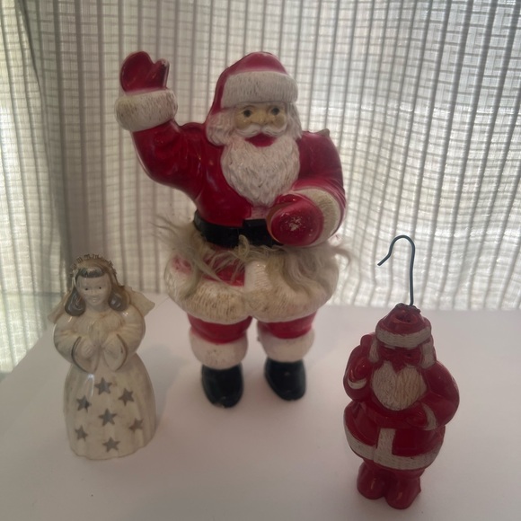 Other | Lot Of 3 Antique Vintage Celluloid Christmas Decor 195s Santa ...